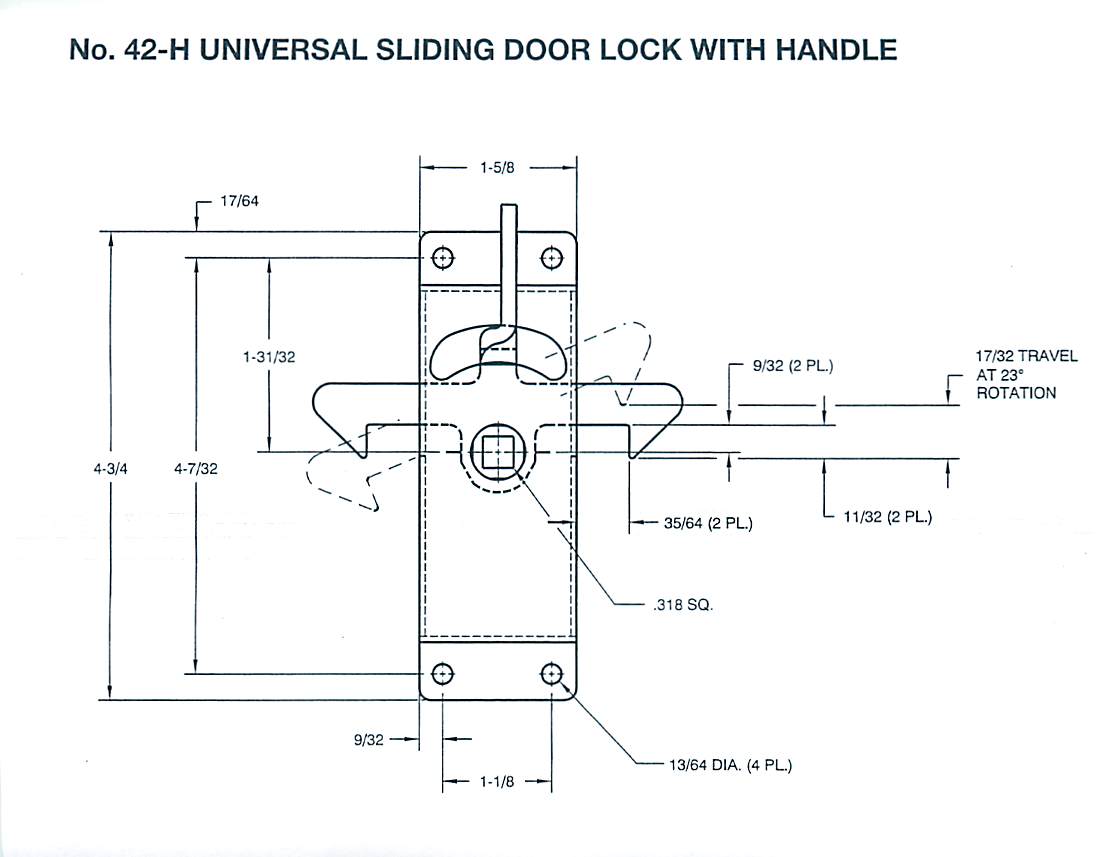 4 3/4 x 1 5/8 2 Point Sliding Door Lock With Handle | MRO Hardware