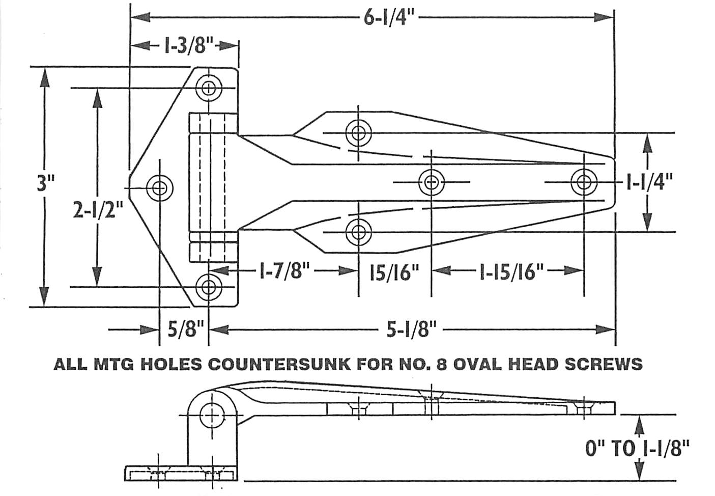 6 1/4 "Stainless Steel Strap Hinge | MRO Hardware